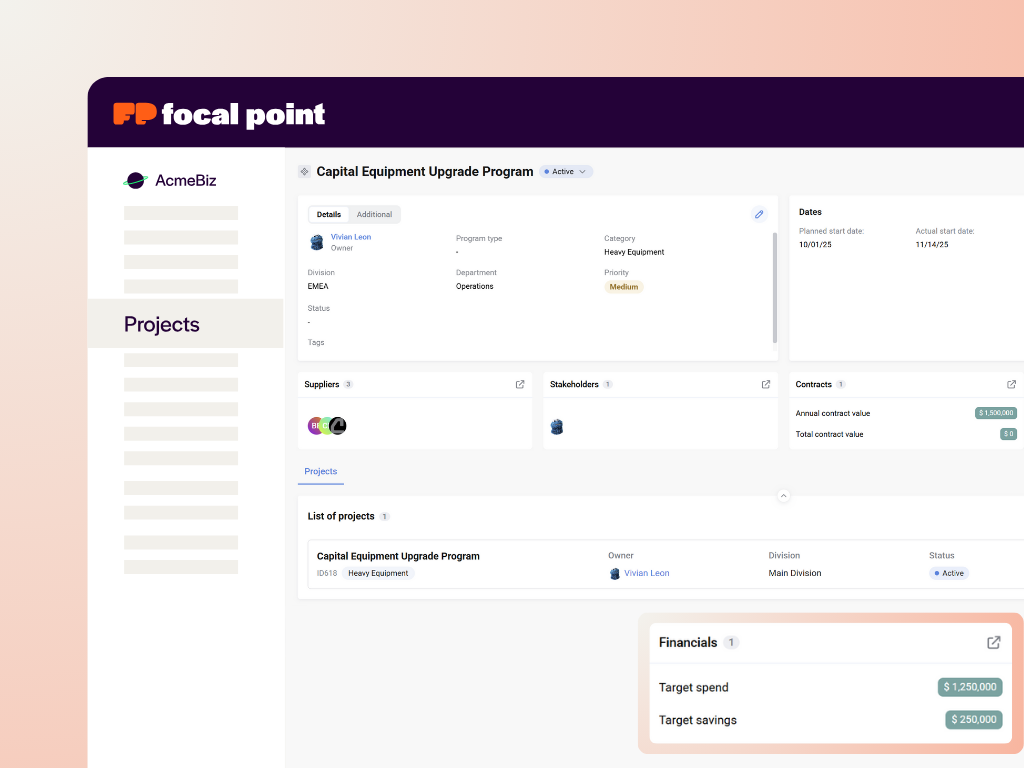 Procurement Activity Management - Focal Point